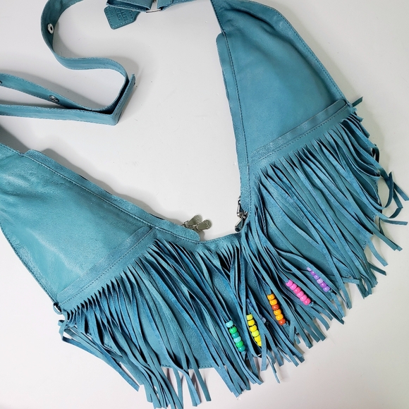 Sash | Bags | Sash Blue Teal Fringe Leather Crossbody Bag | Poshmark